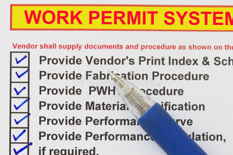 Work Permit System stock image. Image of blue, petroleum - 93621373