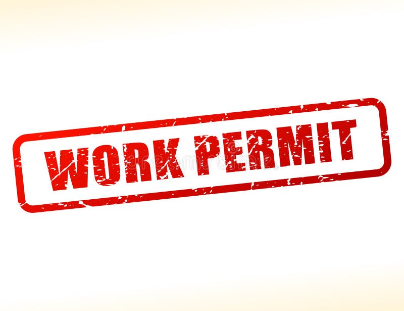 Work permit text buffered stock vector. Illustration of label - 107545186