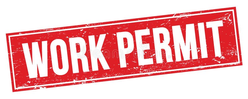 WORK PERMIT Text on Red Grungy Rectangle Stamp Stock Illustration ...