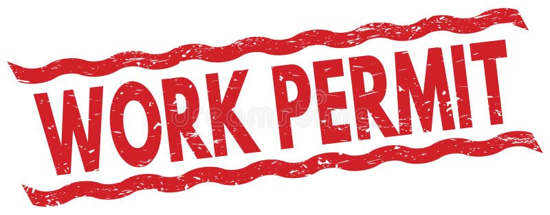 WORK PERMIT Text on Red Lines Stamp Sign Stock Illustration ...