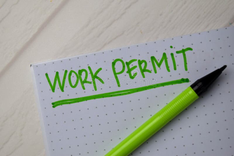 Work Permit Write on a Book Isolated on Office Desk Stock Image - Image ...