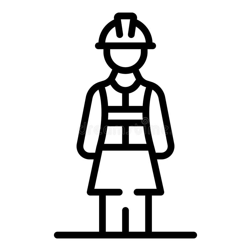 Work Person Icon Outline Vector. Female Engineer Stock Vector ...