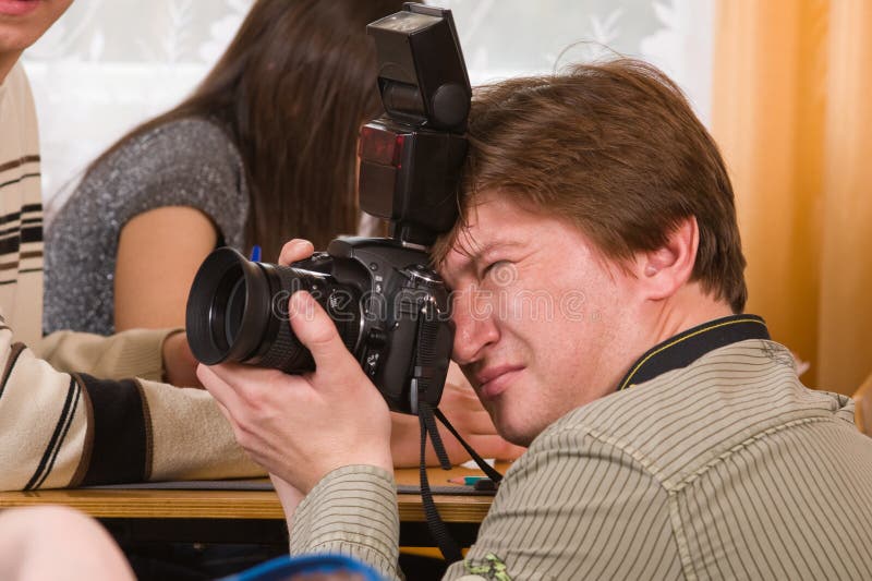 Work of the photographer. stock image. Image of reporting - 8893137