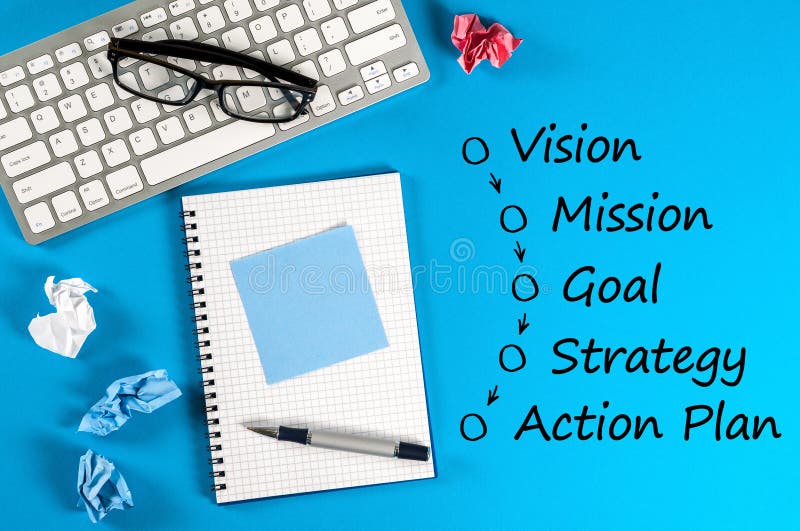 Work Place with Business Process Concept - Vision - Mission - Goal ...
