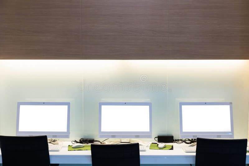 Work Place Computer in Office. with Clipping Path Stock Image - Image ...