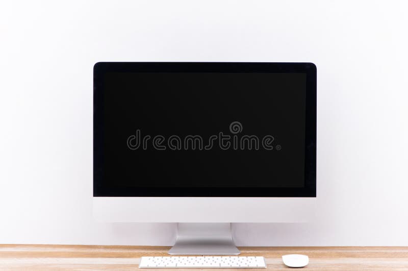 Work Place Concept. Mock Up Blank Screen Computer Desktop Stock Image ...