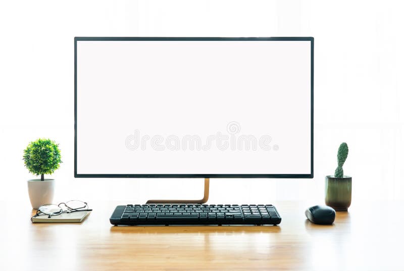 Work Place Concept : Mock Up Blank Screen Computer Stock Image - Image ...