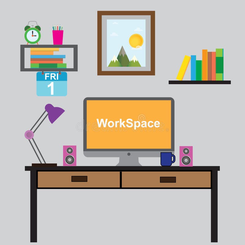 Work Place of Designer-illustrator. Creative Office Workspace. Art ...