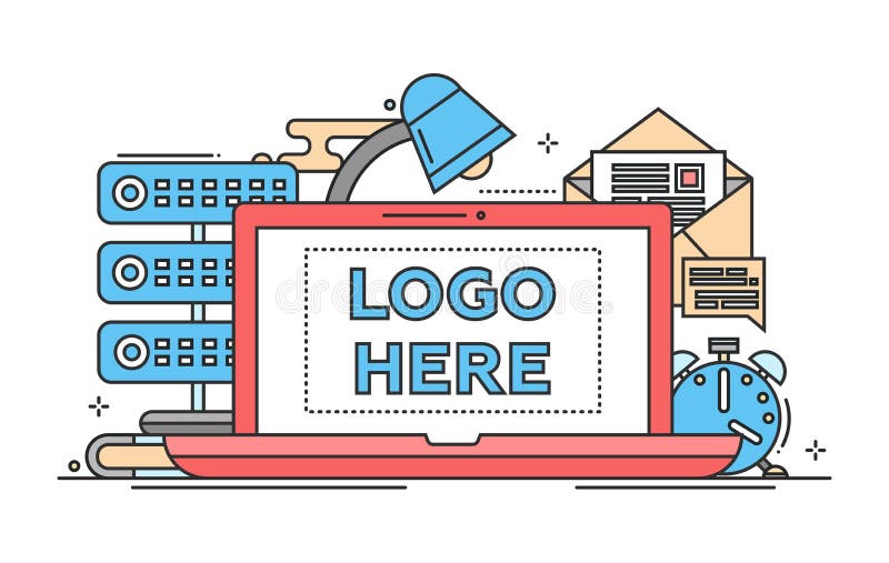 Work Place - Flat Design Illustration with Copyspace for Logo Stock ...