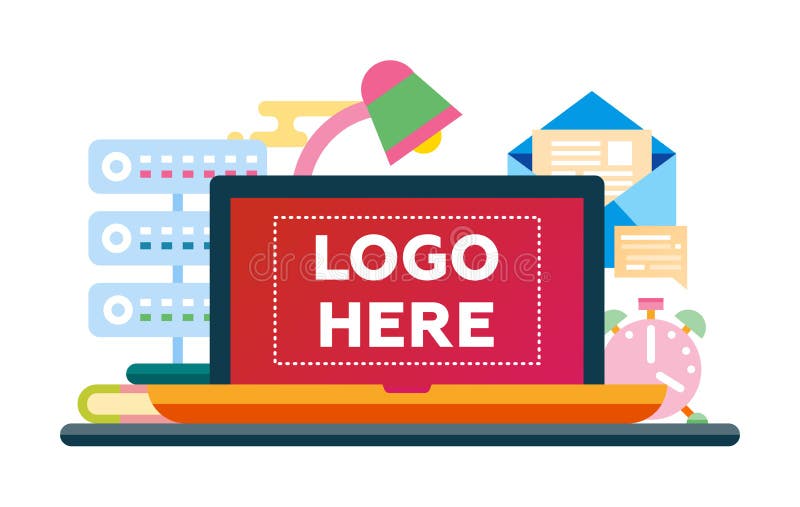 Work Place - Flat Design Illustration with Copyspace for Logo Stock ...