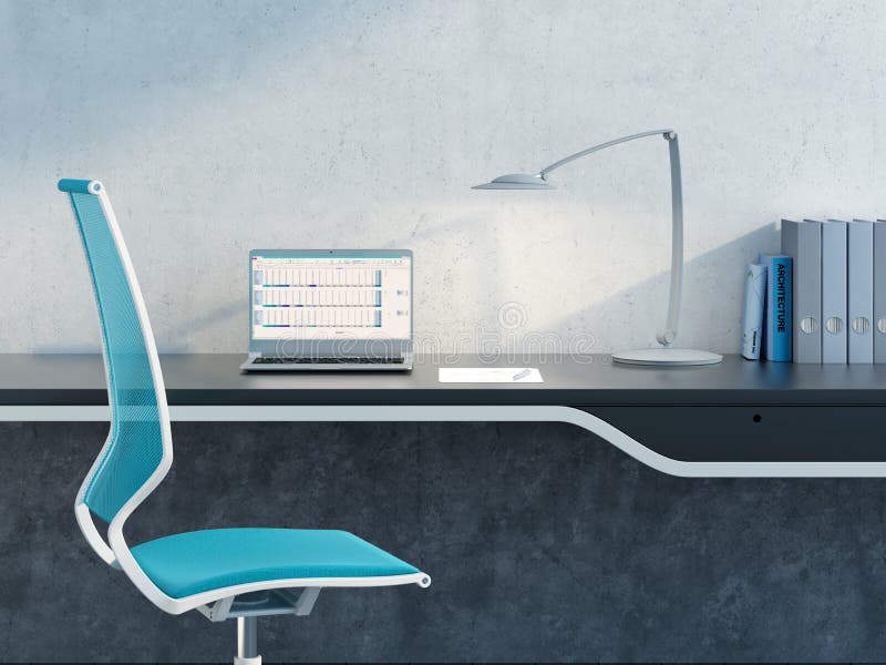 Work Place in the Modern Office Stock Illustration - Illustration of ...