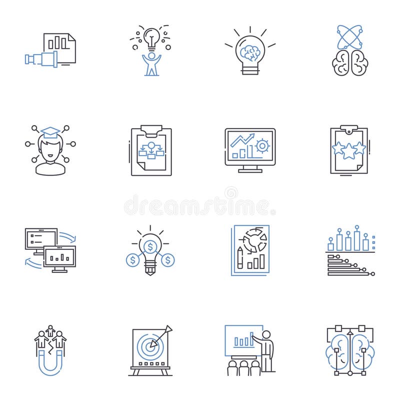 Work Plan Line Icons Collection. Schedule, Goals, Deadlines, Objectives ...