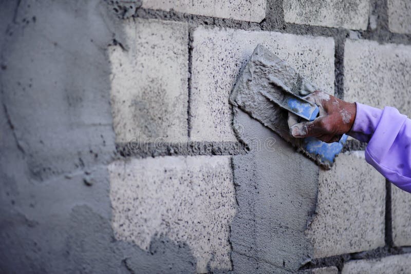 Mason Hand Applying Plaster Stock Image - Image of spatula, craftsman ...