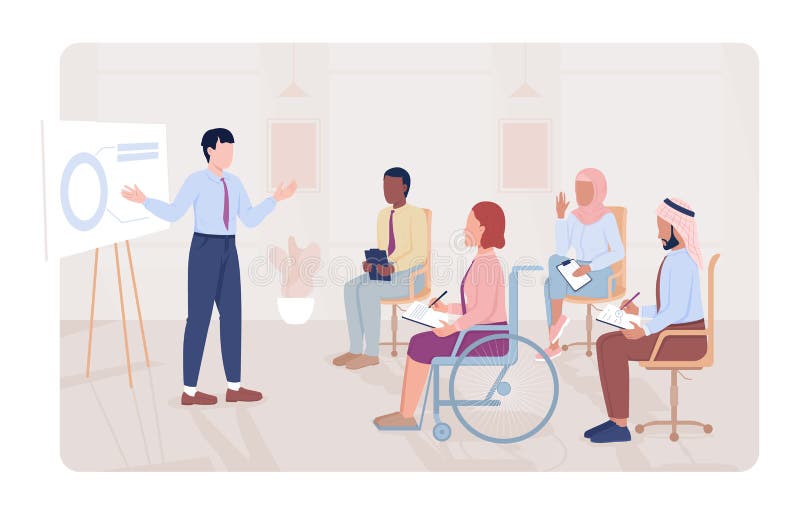 Work Presentation 2D Vector Isolated Illustration Stock Vector ...