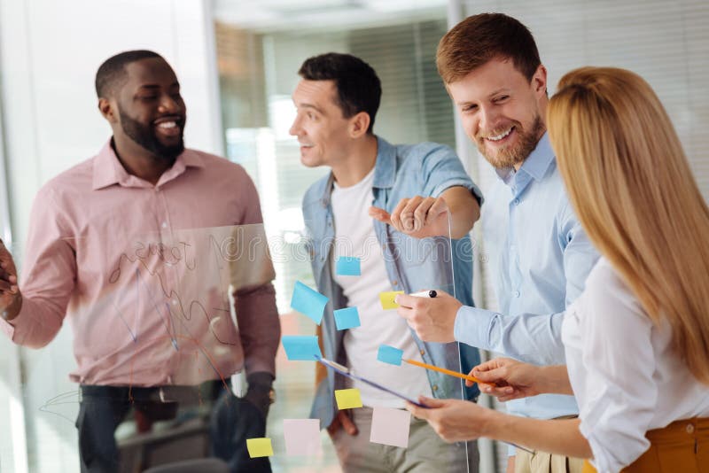 Smiling Bearded Man Explaining Scheme Stock Image - Image of ...