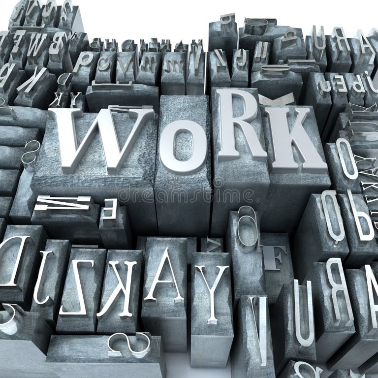 Work in print letter cases stock photo. Image of characters - 4408578