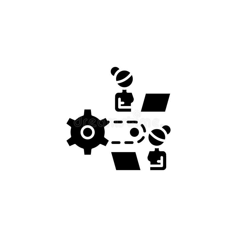 Work Process Black Icon Concept. Work Process Flat Vector Symbol, Sign ...