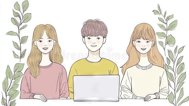 The Work Process - Colorful Line Design Style Illustration on White ...