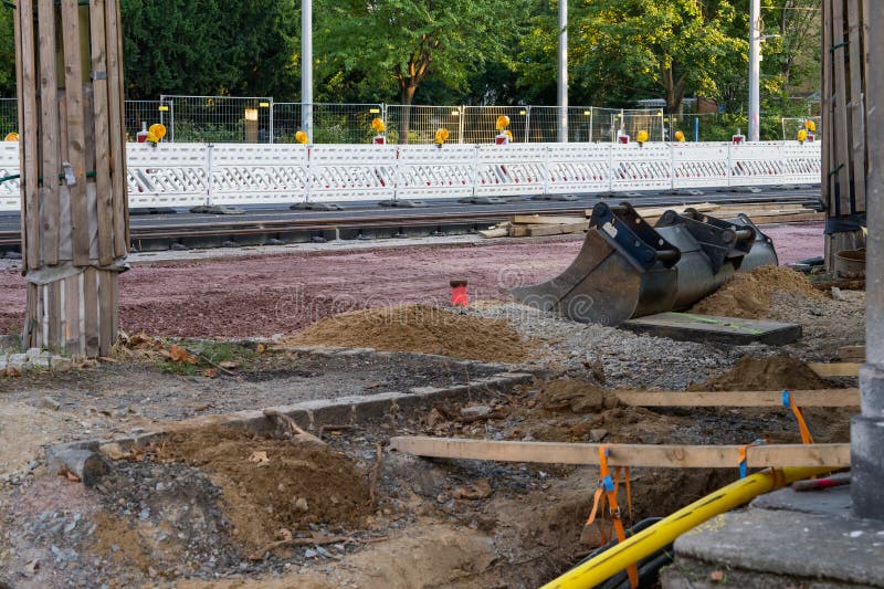 Work Process at Construction Site Where the Replacement of Rails for ...
