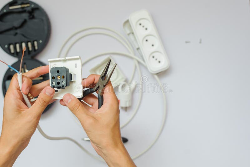 The Work Process of an Electrician Stock Photo - Image of manual ...
