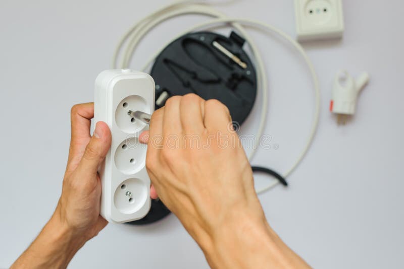 The Work Process of an Electrician Stock Image - Image of electrician ...