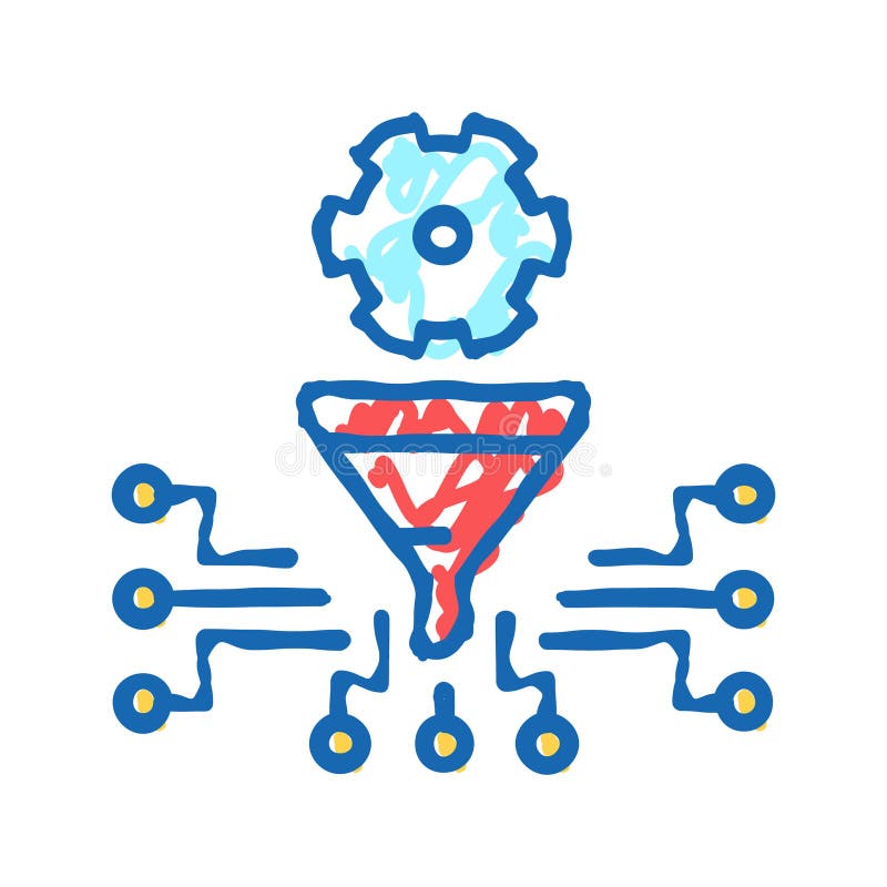 Work Process Filtration Icon Doodle Illustration Stock Vector ...
