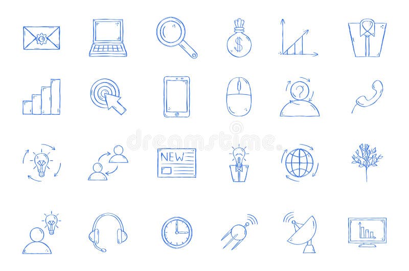 Work process icons set stock vector. Illustration of newspaper - 81677971
