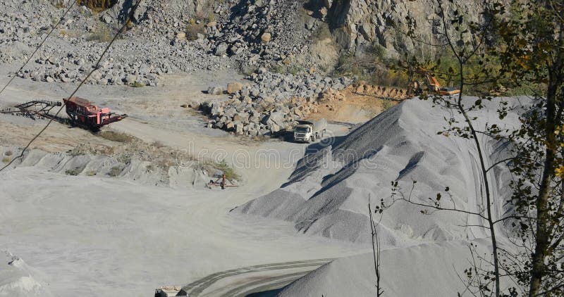 Workflow Inside a Mining Quarry, Heavy Machinery in a Stone Quarry ...