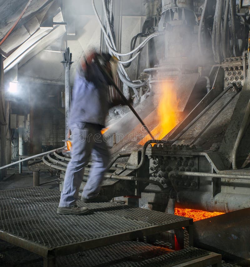 Work Process in Metallurgical at Manufacture Steel Plant Stock Image ...