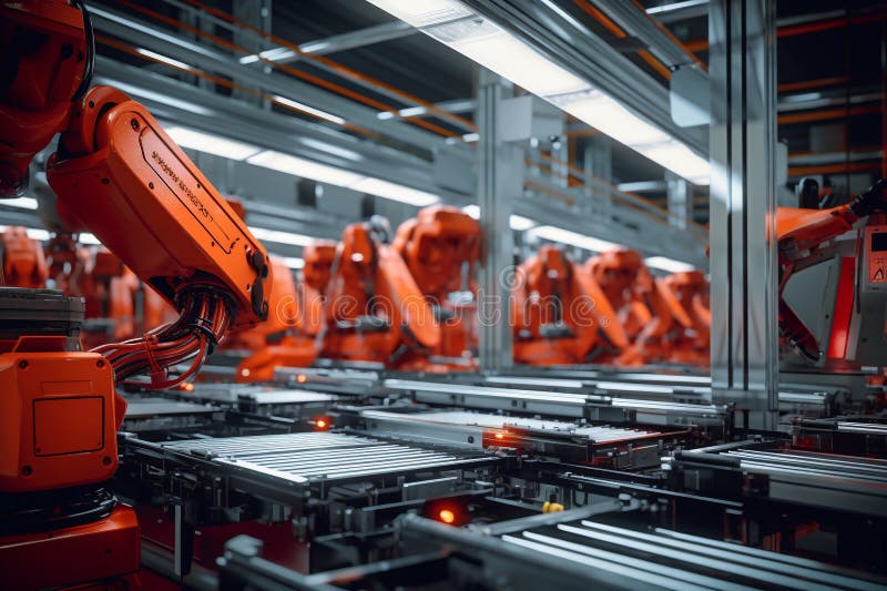 Work in Production. Automatic Robotic Line at the Factory Stock ...