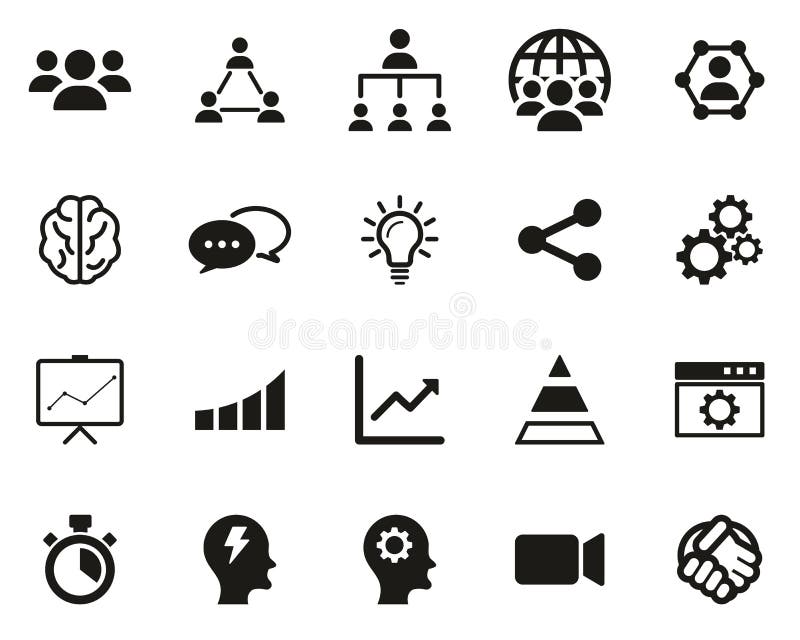Work Productivity Icons Black & White Set Big Stock Vector ...