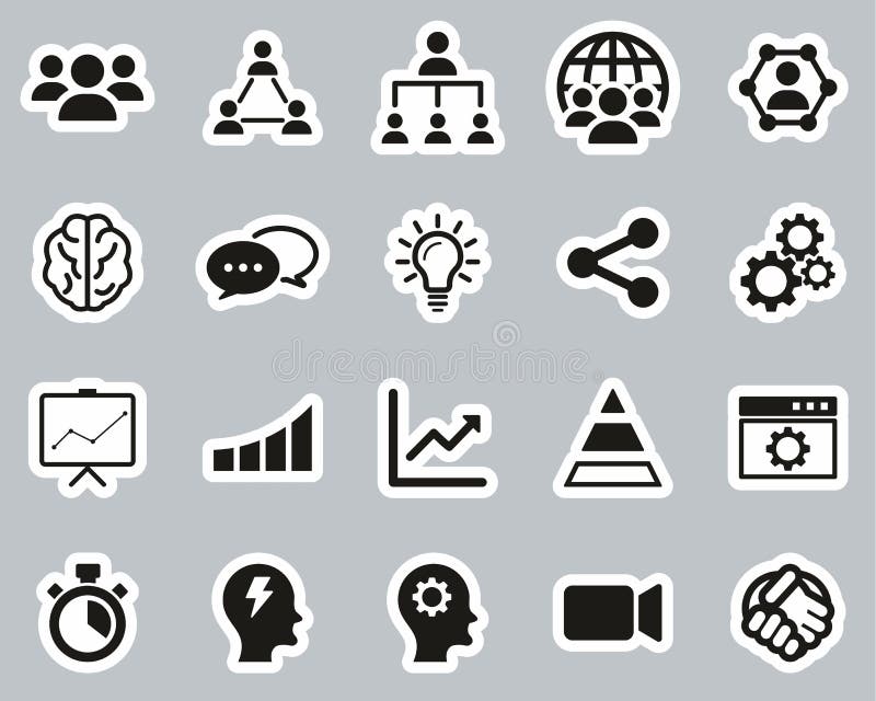 Work Productivity Icons Black & White Set Big Stock Vector ...