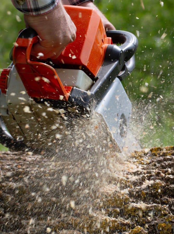 Work by Professional Chain Saw Stock Photo - Image of heating, metal ...