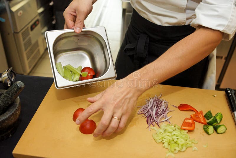 Work at the Professional Kitchen Stock Image - Image of salad, dish ...