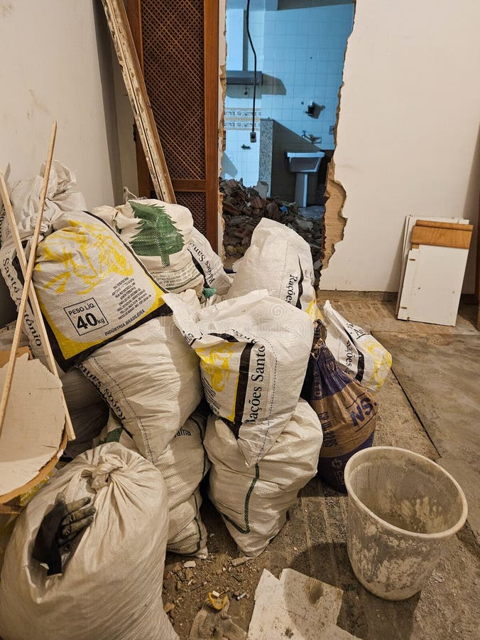 Work in Progress with Construction Materials Stock Image - Image of ...