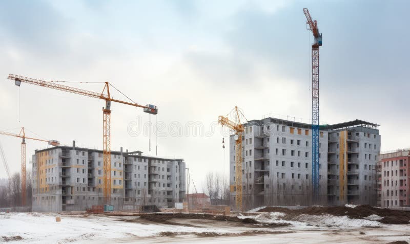 Work in Progress: Construction Site of Modern High-rise Apartments ...