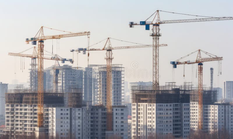 Work in Progress: Construction Site of Modern High-rise Apartments ...