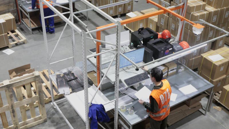 Work in Progress in a Large Warehouse Stock Video - Video of loader ...