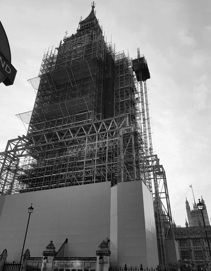 Work in Progress in London - Clock Tower Stock Photo - Image of ...