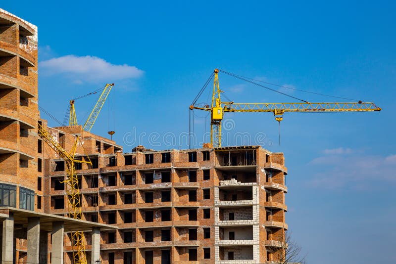 Work in Progress on a New Apartment Block. Tall Building Under ...