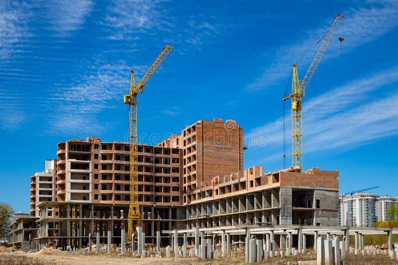 Work in Progress on a New Apartment Block. Tall Building Under ...