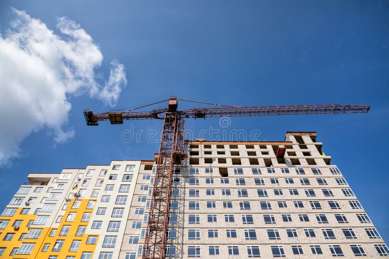 Work in Progress on a New Apartment Block. Tall Building Under ...