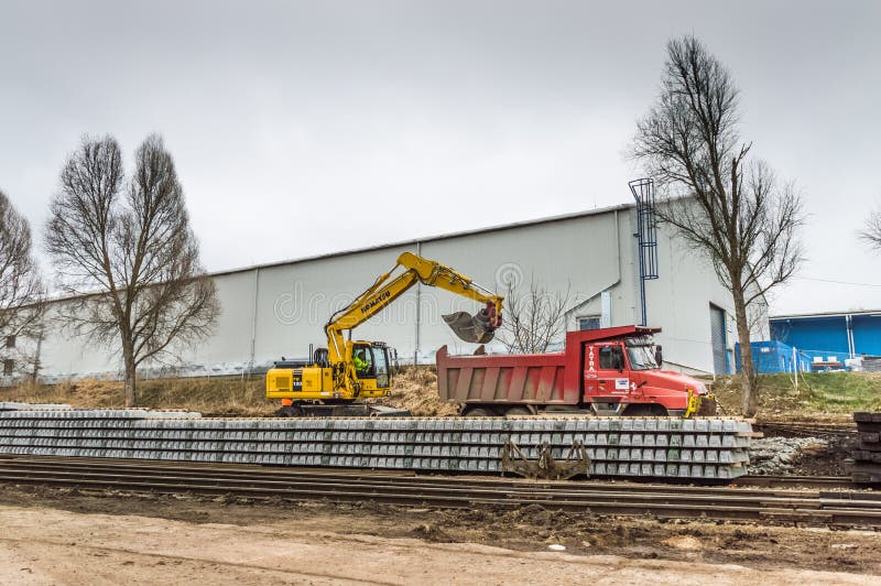 Work in Progress at a Railway Track Under Construction Editorial Photo ...