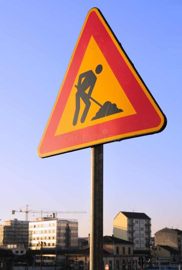 Work in progress road sign stock image. Image of direction - 19139525