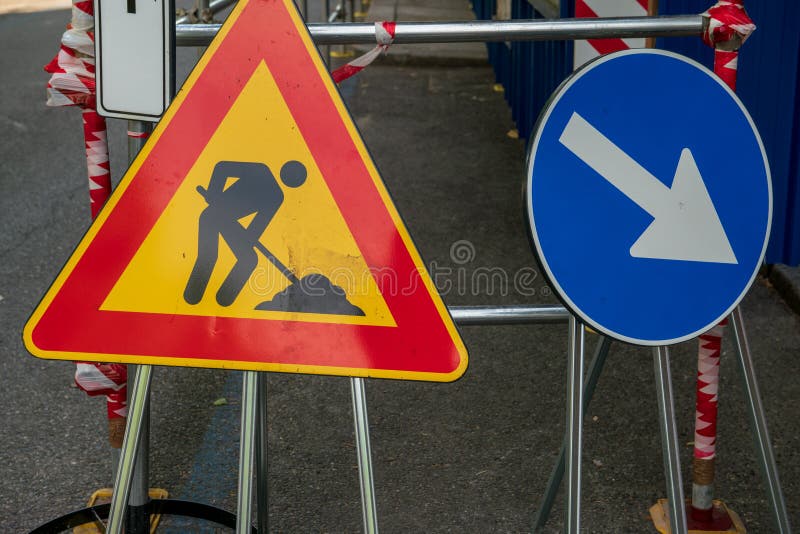 Work in Progress, Road Signs Indicating Work in Progress and Road ...