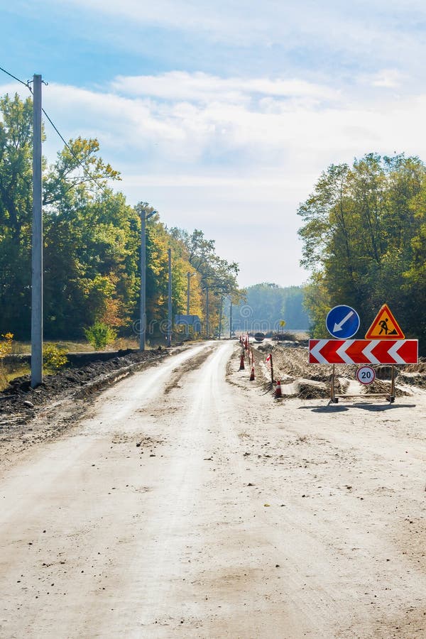 Work in Progress. Roadworks, Road Signs. Men at Work Stock Photo ...