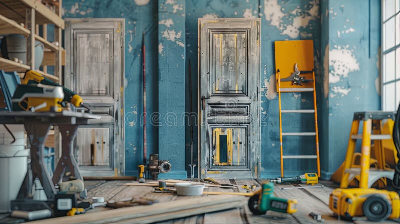 A Work-in-progress Shot Showcasing a Professional Door Installation ...