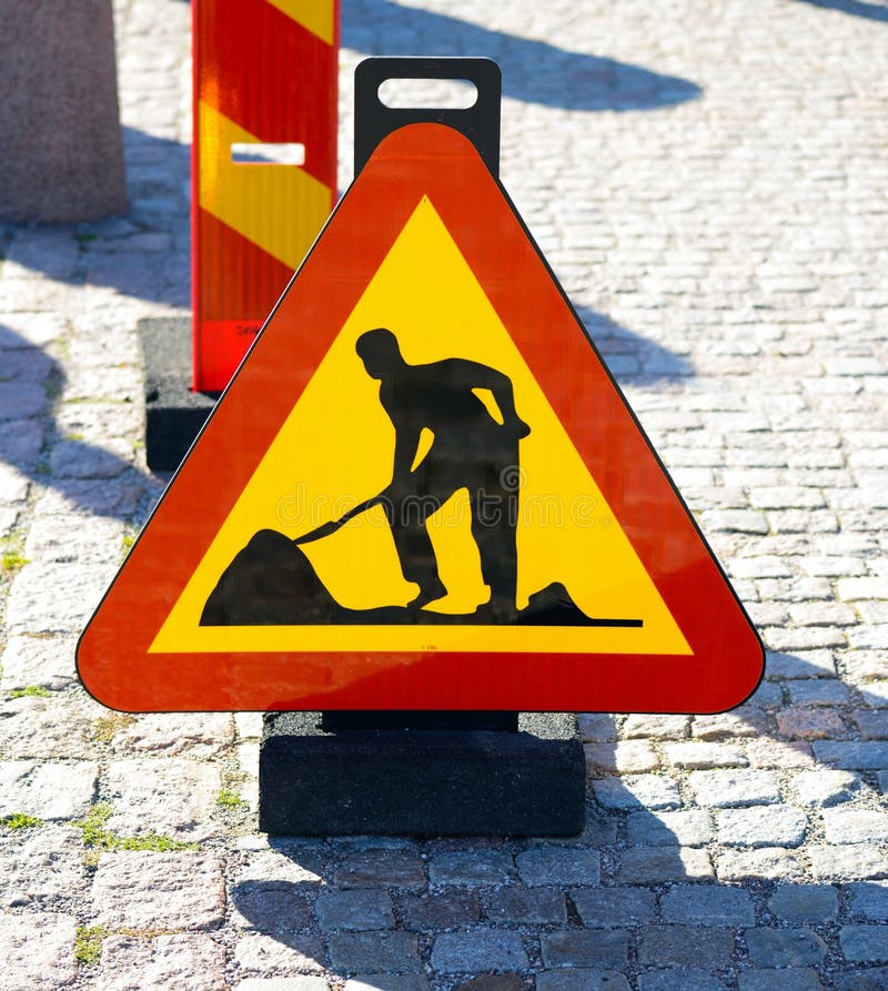 Work in Progress Sign on Road Stock Image - Image of highway, outdoors ...