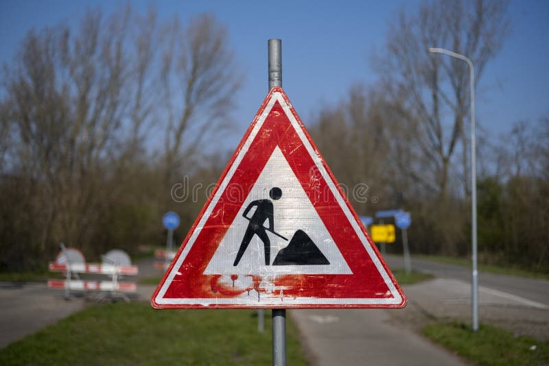 Work in Progress, Triangle Sign with Boundary, Caution Symbol on ...
