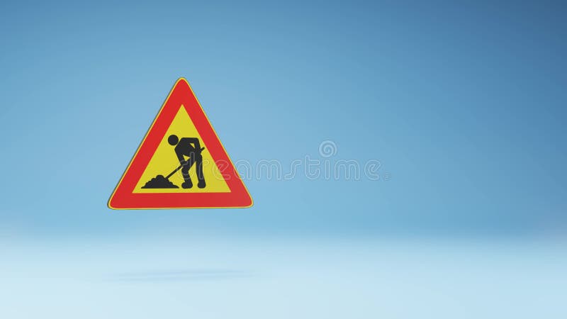 Work in Progress Triangle Spinning on Studio Blue Background Stock ...